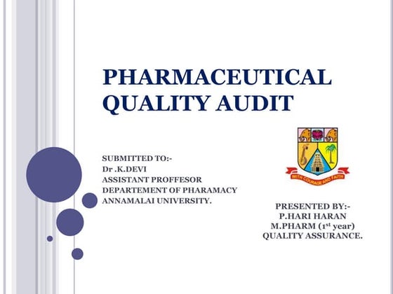 Audits in pharmaceutical industry | PPTX