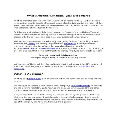 What Is Auditing? Definition, Types & Importance | DOCX