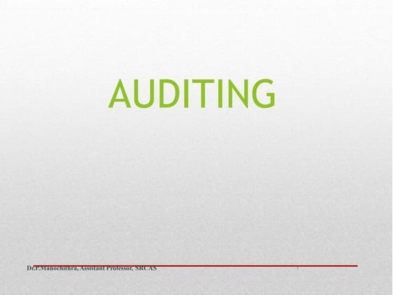 Auditing (Introduction to Auditing) | PPT