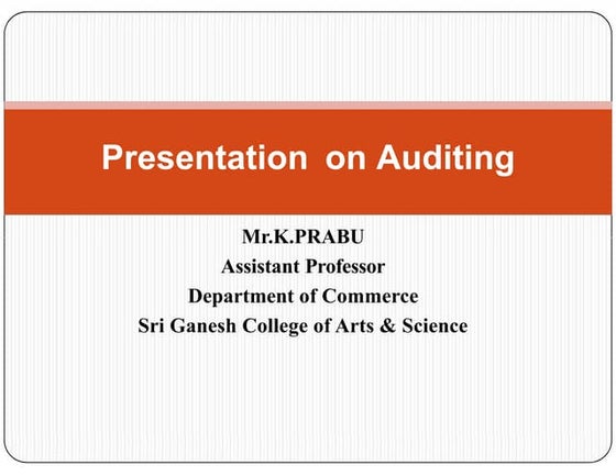 Auditing (Introduction to Auditing) | PPT