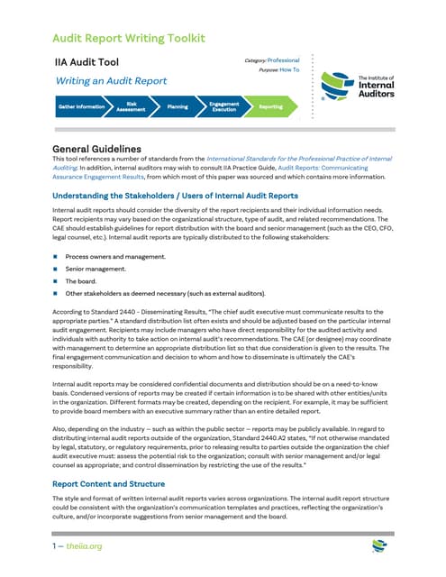 Internal Audit Report Writing Best Practice | PPTX