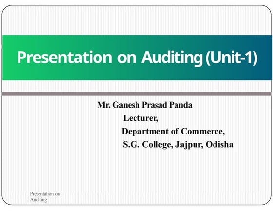 Auditing (Introduction to Auditing) | PPT