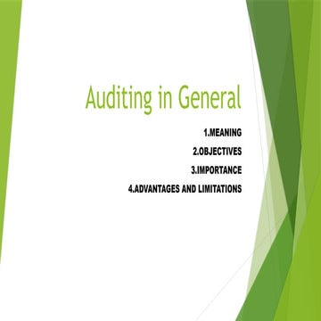 Auditing in General-meaning,objectives,advantages,limitations | PPTX