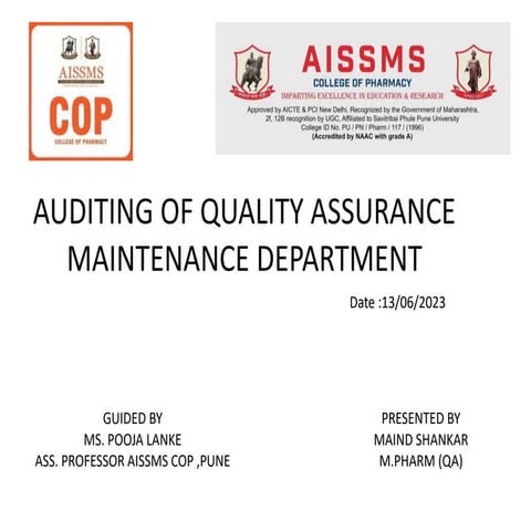 Msil quality system audit sheet | PPT