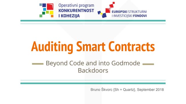 Auditing Smart Contracts Beyond Code And Into Godmode Backdoors Ppt