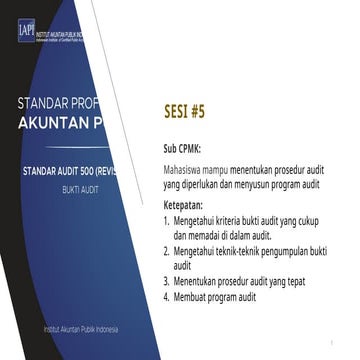 Materi audit mengenai kriteria bukti audit | PPTX