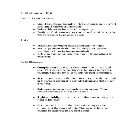 Audit Of Bank And Cash Pdf
