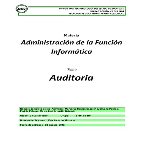 Auditoria | DOC | Computing | Technology & Computing