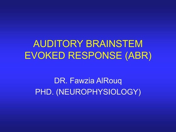 Auditory brainstem response (ABR) | PPTX | Digital Audio | Computer ...