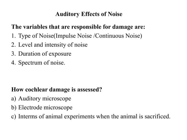 Auditory Effects Of Noise 2 Pptx