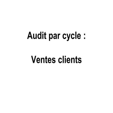 Audit par cycle ventes clients | PDF