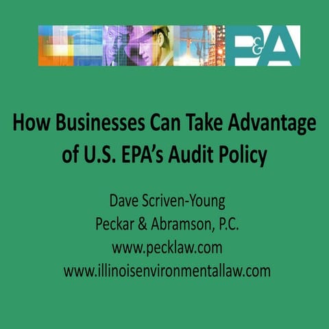 How Businesses Can Take Advantage of U.S. EPA\'s Audit Policy | PPTX