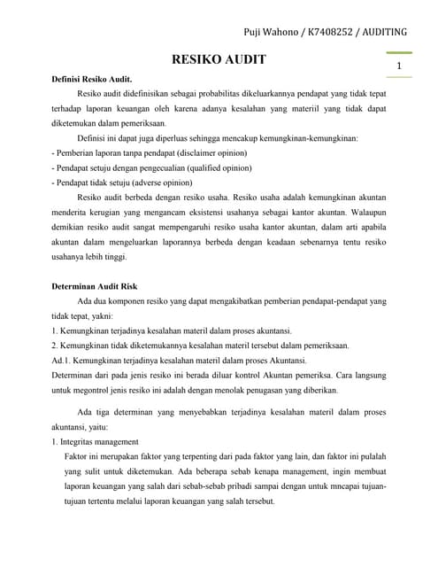 Bab 8 materialitas dan risiko audit | PPT