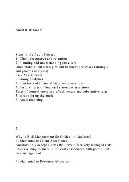 Audit risk model | PPT | Business Accounting & Finance | Business