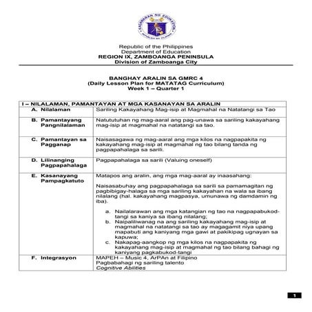 Detailed Lesson Plan in GMRC Grade 1 - MATATAG | DOCX