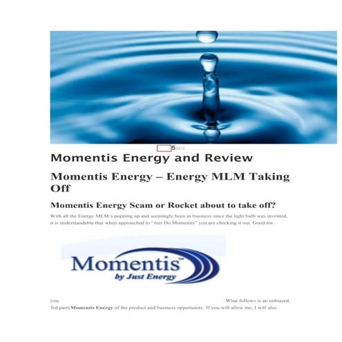 Momentis Energy – Energy MLM Taking Off | PDF