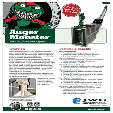 Auger Monster (JWC Environmental) - Modular Headworks System _ Ingles | PDF