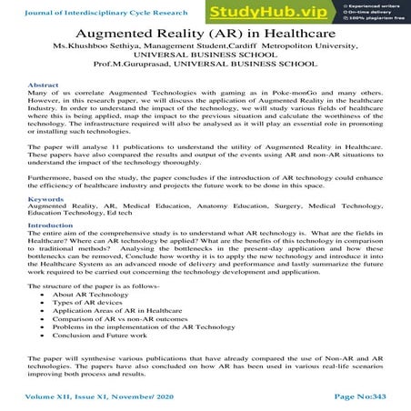 Augmented Reality (AR) In Healthcare | PDF