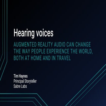 Hearing Voices: An Overview of Augmented Reality Audio | PDF