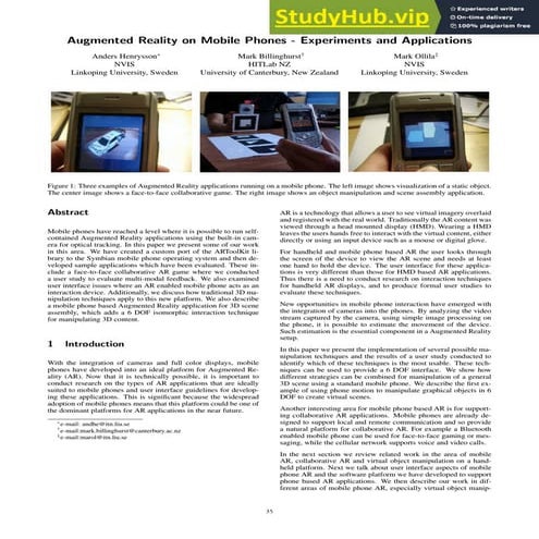 Augmented Reality On Mobile Phones Experiments And Applications | PDF