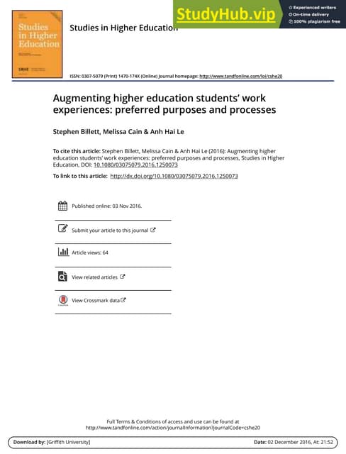 INTERNSHIP ASSESSMENT AND EVALUATION IN HIGHER EDUCATION | PDF