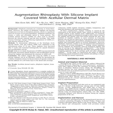 Augmentation rhinoplasty with silicone implant covered with acellular ...