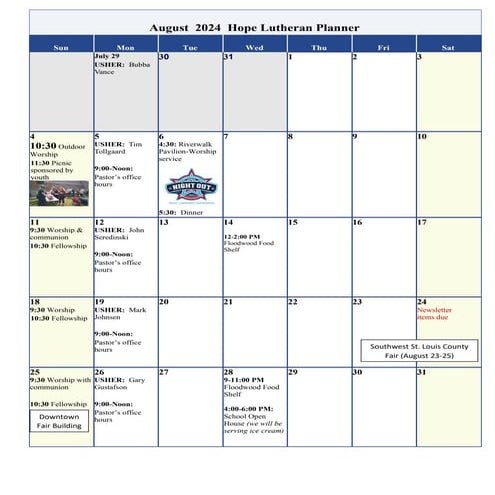 August 2023 Calendar of Events | PDF
