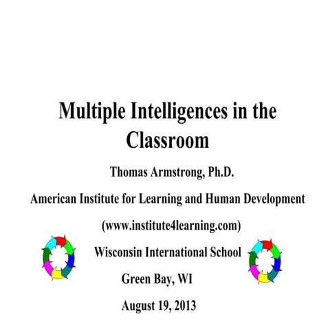 Handouts for Multiple Intelligences in the Classroom Full-Day Workshop ...