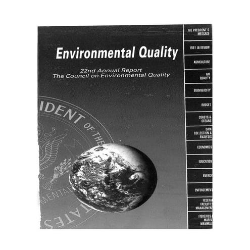 August 1991 The 22nd Annual Report Of The Council On Environmental ...