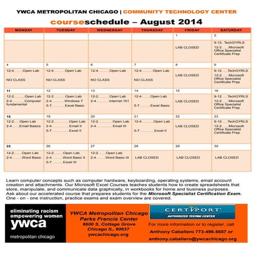 August 2014 ctc schedule | PDF