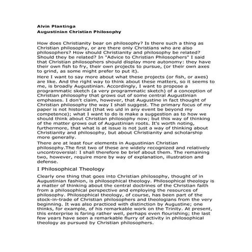 Augustinian christian philosophy | PDF
