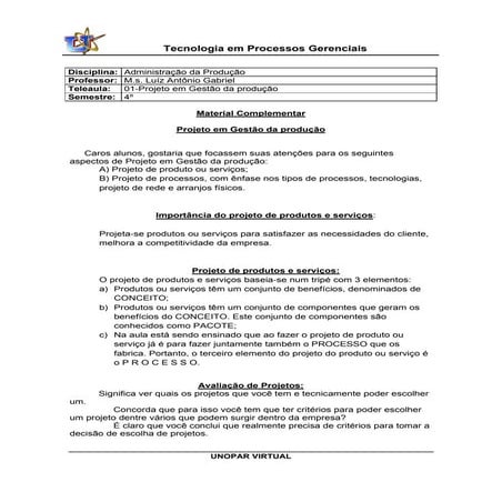 Aula 01 material complementar | PDF