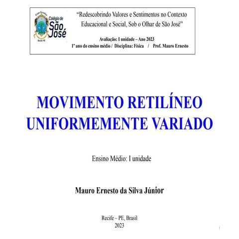 Movimento uniforme, uniformemente variado e | PPTX