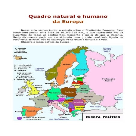 Aspectos Físicos Naturais da Europa: Clima, Relevo, Vegetação e ...