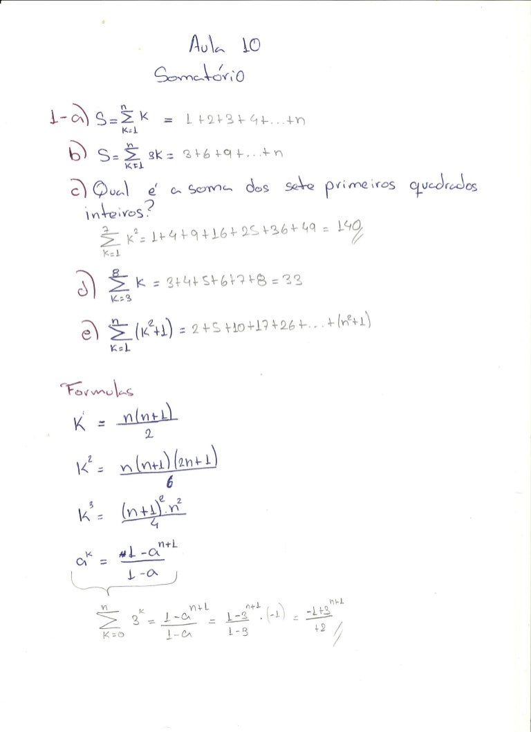 Aula 10 somatório