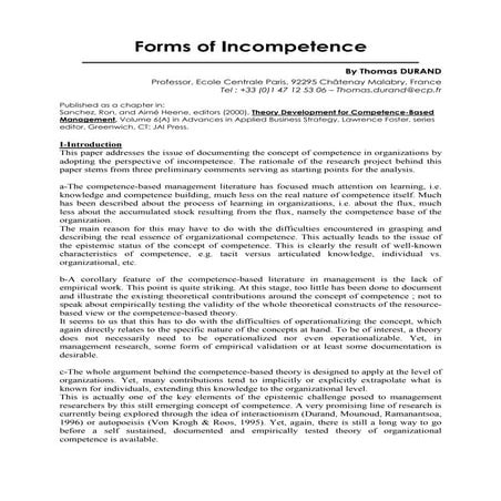 Aula 3. artigo durand (2000). forms of-incompetence | PDF