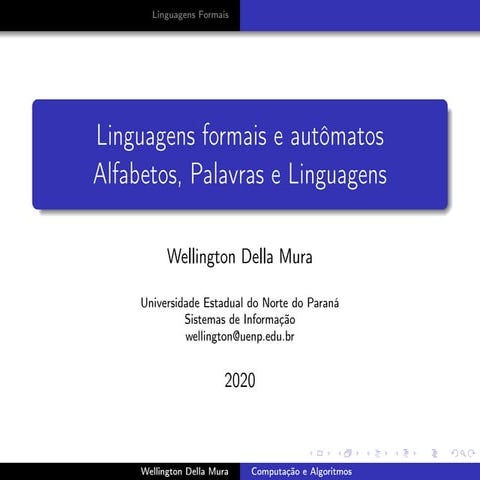 Linguagens Formais e Autômatos: alfabetos, palavras e linguagens | PDF
