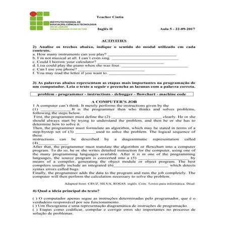 Activities Modal Verbs | DOC | Programming Languages | Computing