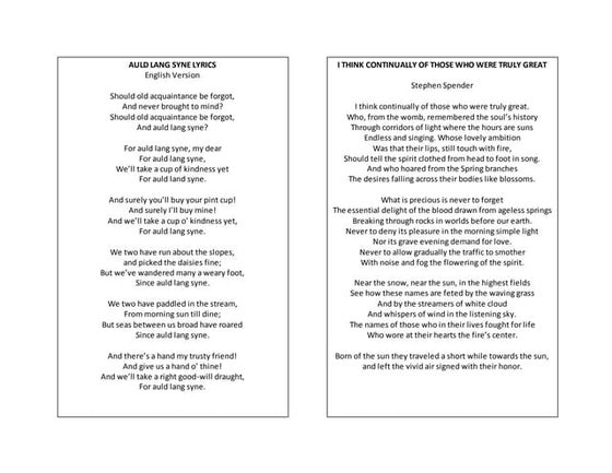 I think continually of those who were truly great by stephen spender | PPTX