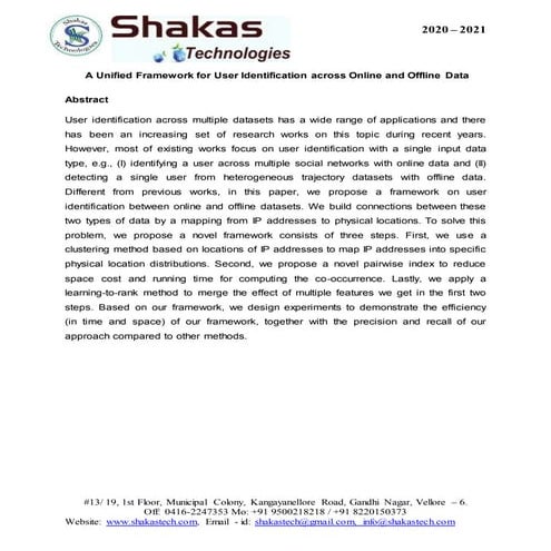 A unified framework for user identification across online and offline data | DOCX