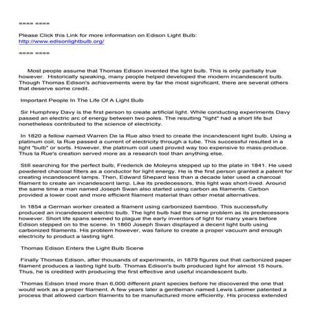 A Unique History of the Light Bulb | PDF