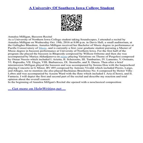A University Of Southern Iowa College Student | PDF