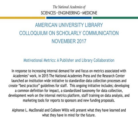 Motivational Metrics: A Publisher and Library Collaboration | PPTX | Publishing Industry ...