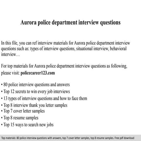 Aurora police department interview questions | PPTX