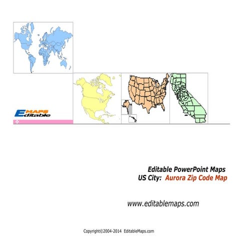 Aurora zip code map,Aurora editable map, Aurora Powerpoint map | PPT