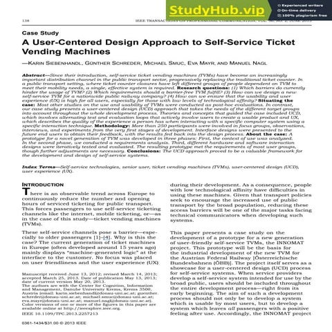 A User-Centered Design Approach To Self-Service Ticket Vending Machines | PDF | Computer ...