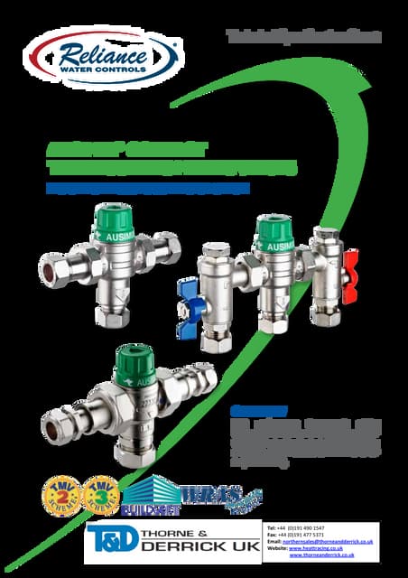 Ausimix Thermostatic Mixing Valve TMV2 & TMV3 - Spec Sheet | PDF