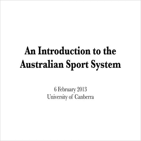 Australian Sports System: An Introduction | PDF
