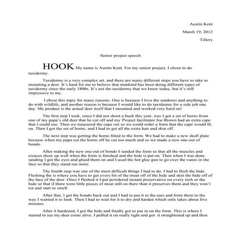 Austin kent seniior project speech | DOCX