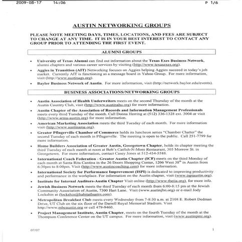 Austin Networking Groups | PDF